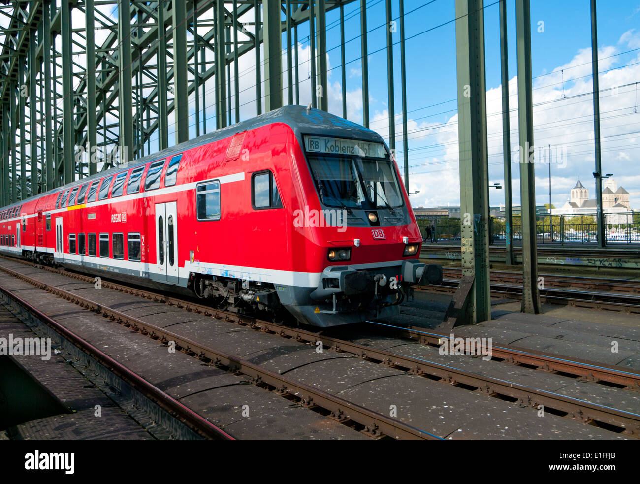 Red train bridge hi-res stock photography and images - Alamy