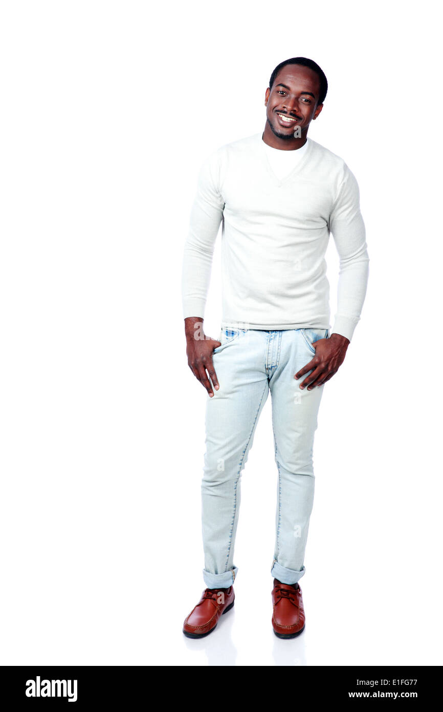 Full length portrait of a happy african man over white background Stock ...