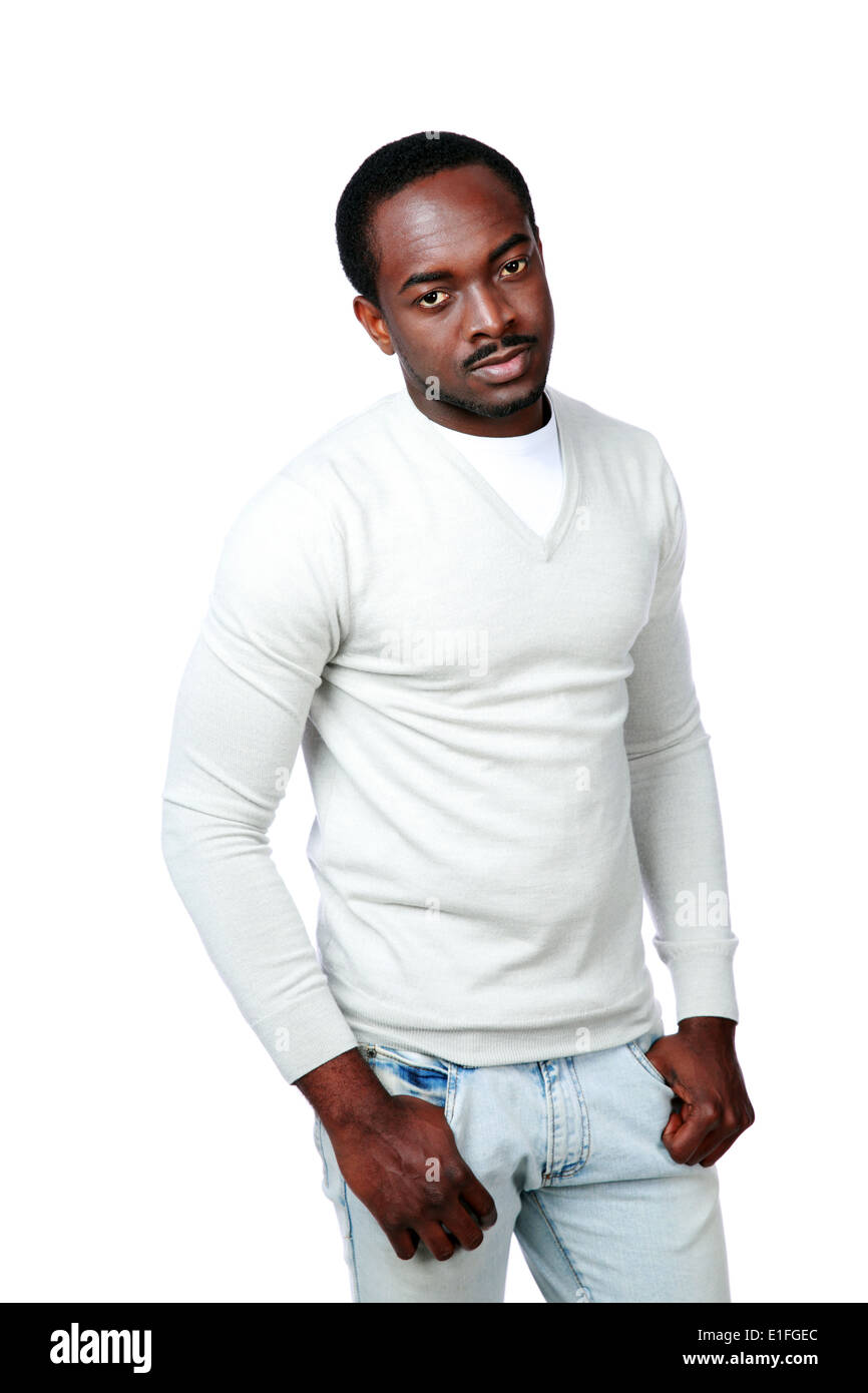 Portrait of a serious african man isolated on white background Stock ...