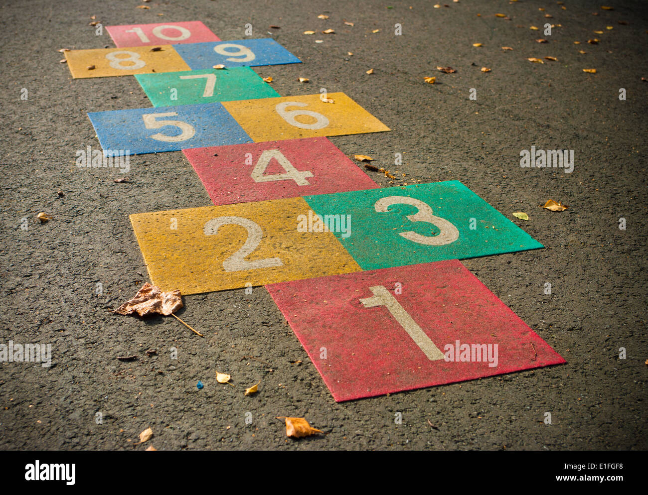 colorful hopscotch game on a schoolyard Stock Photo - Alamy