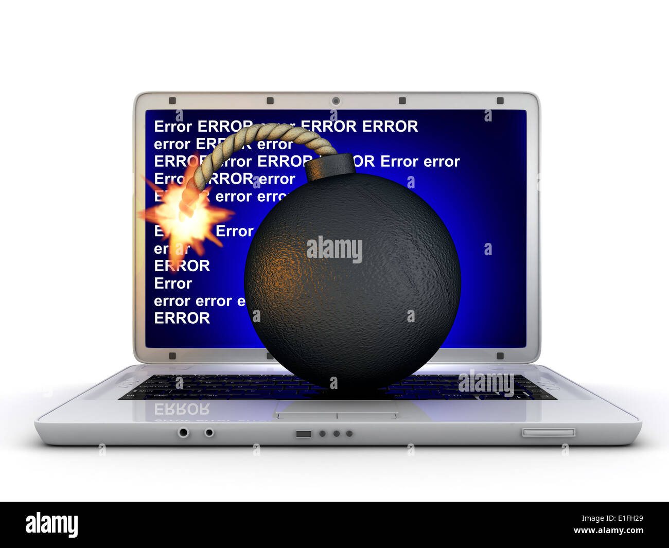 Laptop error and bomb (done in 3d Stock Photo - Alamy