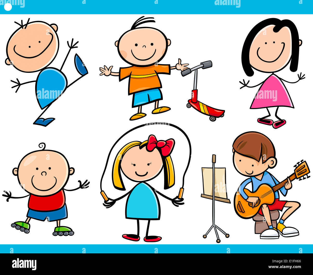 Cartoon Illustration of Cute Little Boys and Girls Children Characters ...