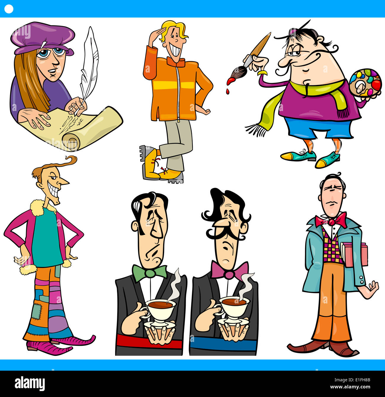 Cartoon Illustration Set of Funny Eccentric Men Characters Stock Photo ...
