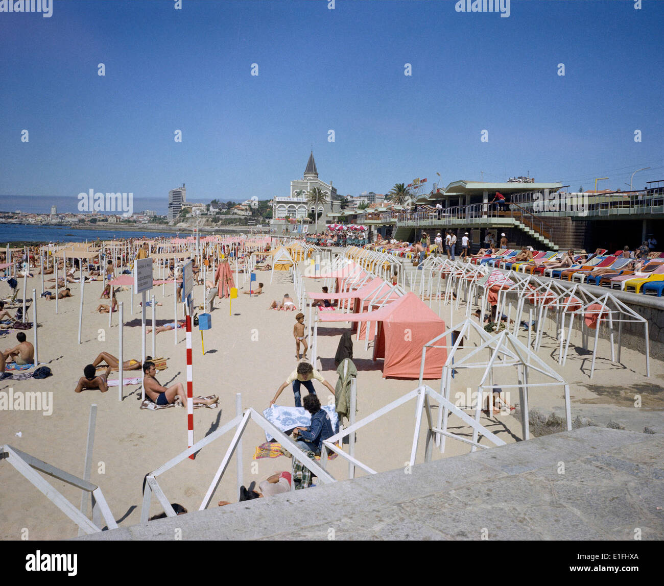 Praia do Tamariz in Estoril, Portugal, a popular beach known for its ...