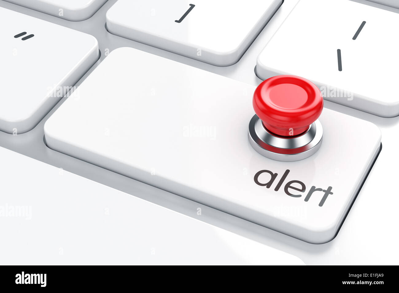 Red push button on the computer keyboard. Alert concept Stock Photo - Alamy