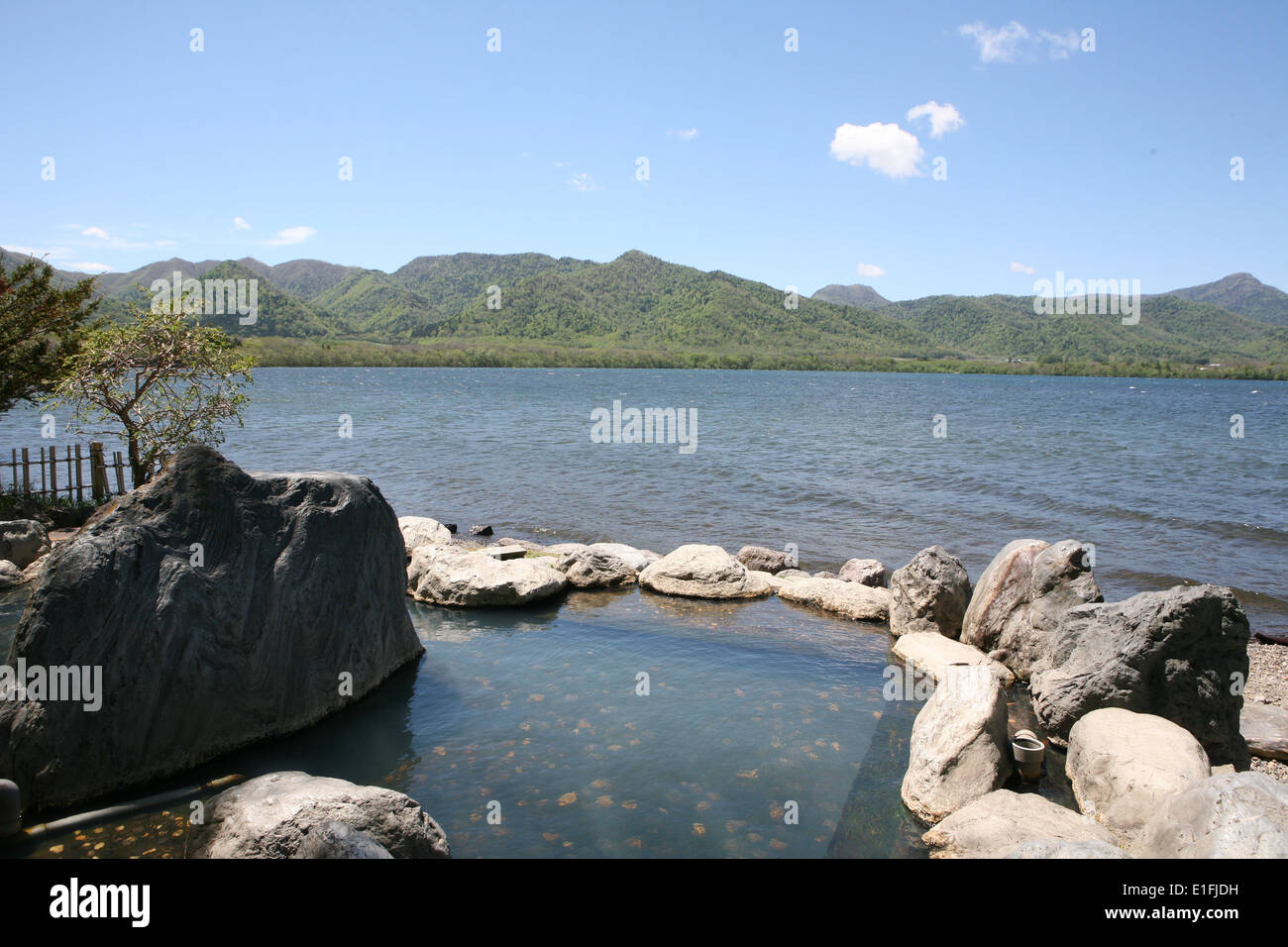 Onsen - hot water pool in volcanic region of Hokkaido Japan Stock Photo ...