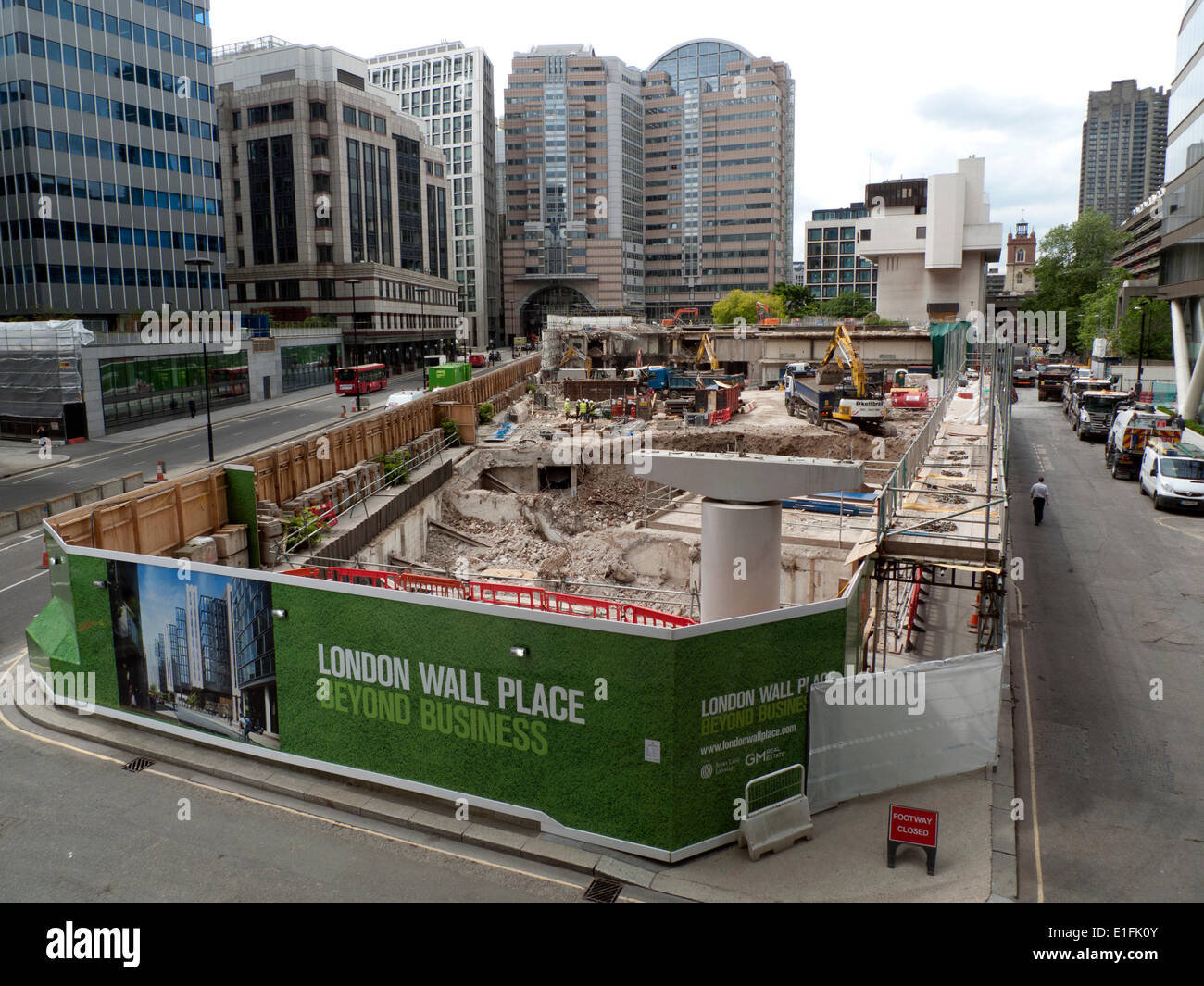 London Wall Place under construction site near Moorgate in 2014 London ...