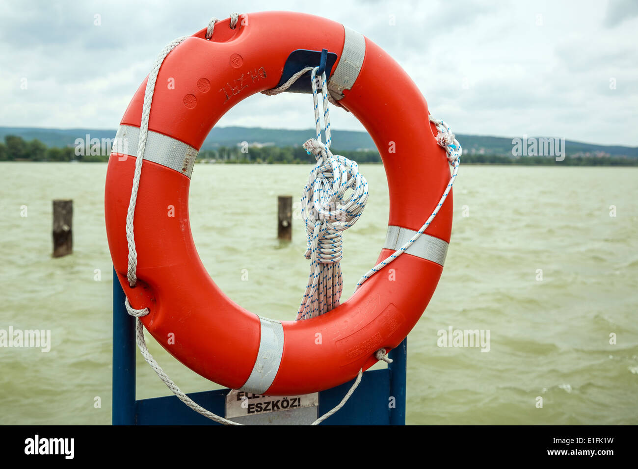 lifebuoy on the pier Stock Photo - Alamy