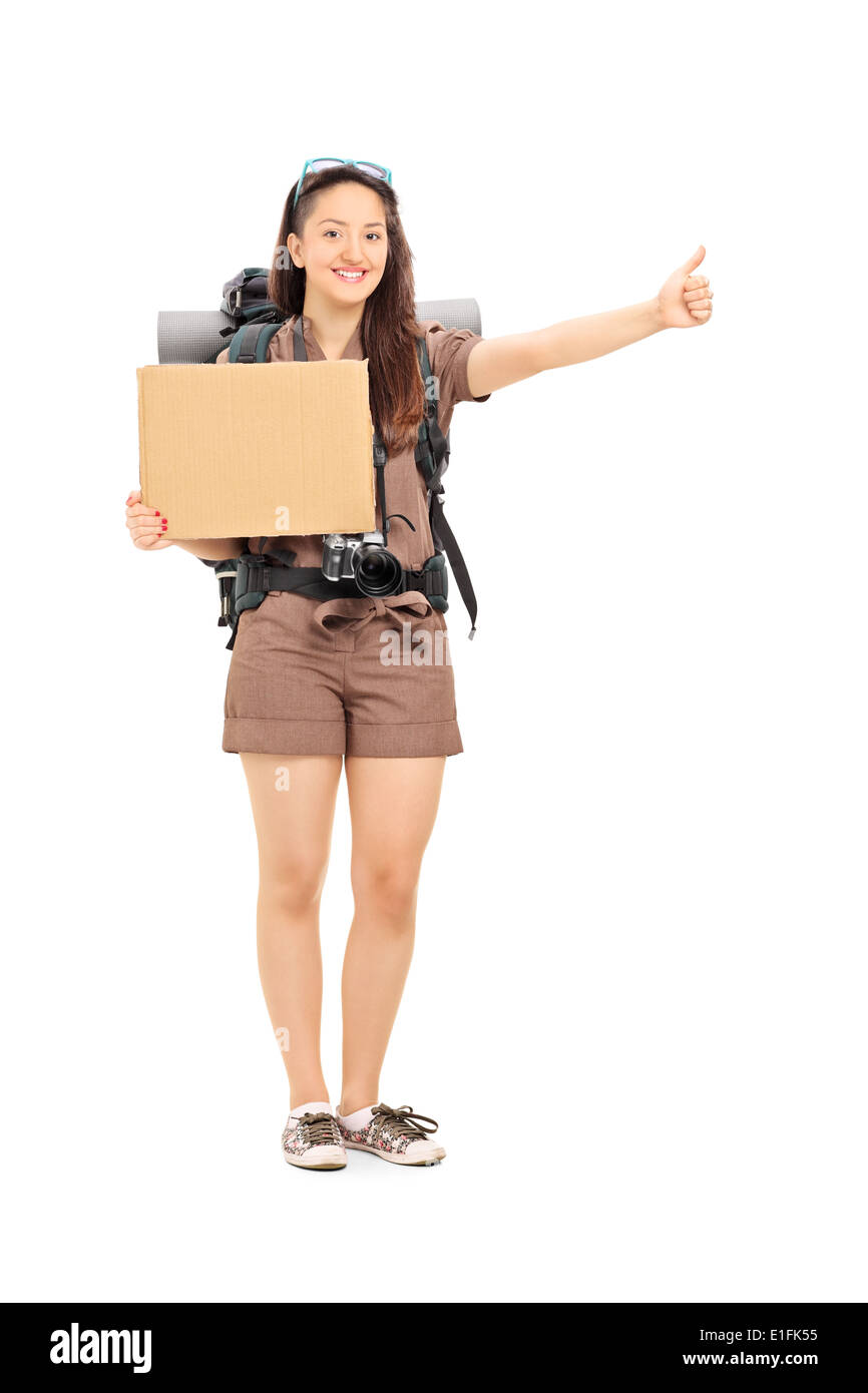 Hitchhiker with sign Cut Out Stock Images & Pictures - Alamy