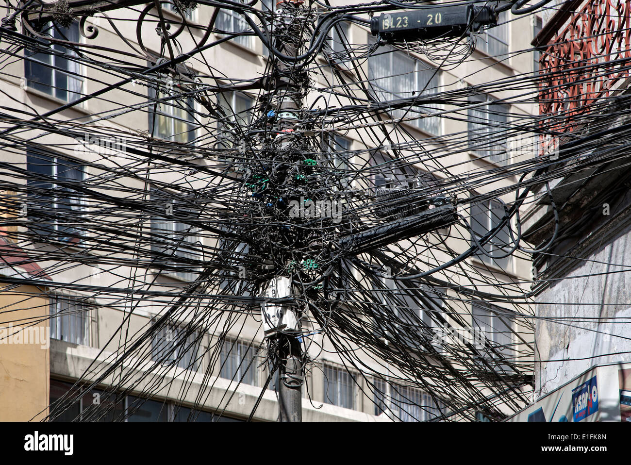 Overcharged electric pole. La Paz. Bolivia Stock Photo - Alamy