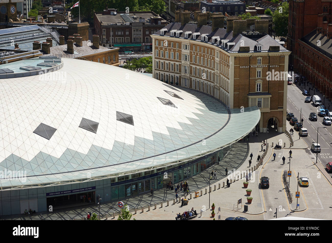 A high level view of Kings Cross railway station, London, UK Stock ...