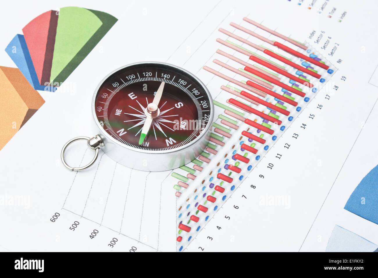 compass on paper work with diagram Stock Photo - Alamy
