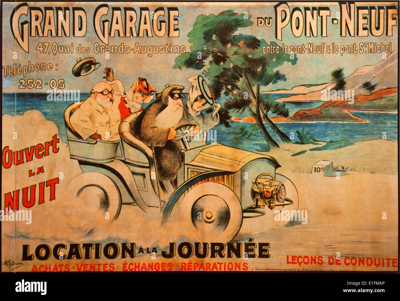 Grand Garage du Pont Neuf Vintage Parisien Motoring Poster Stock Photo ...