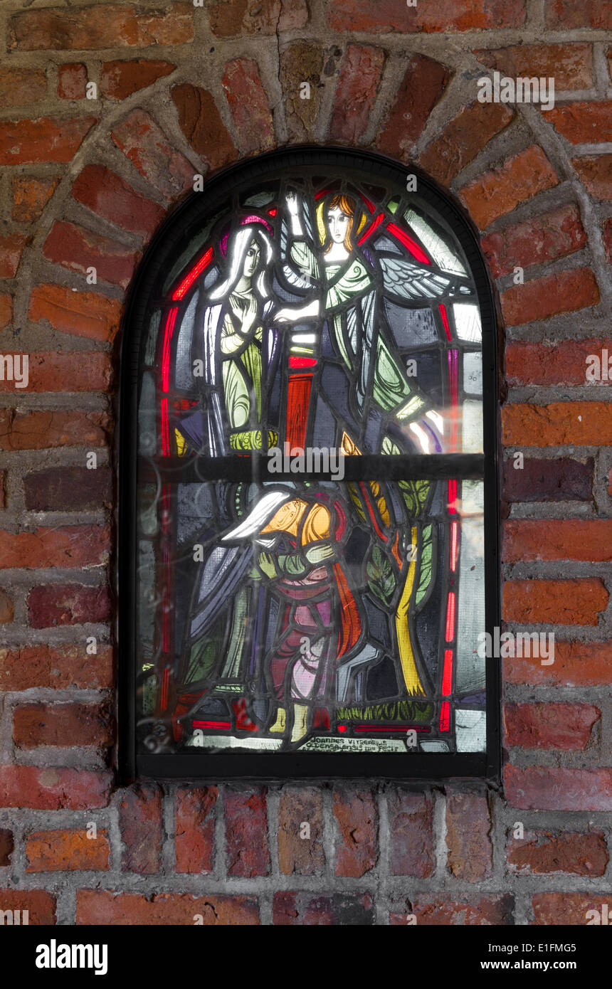 stained glass window in a small chapel Stock Photo - Alamy