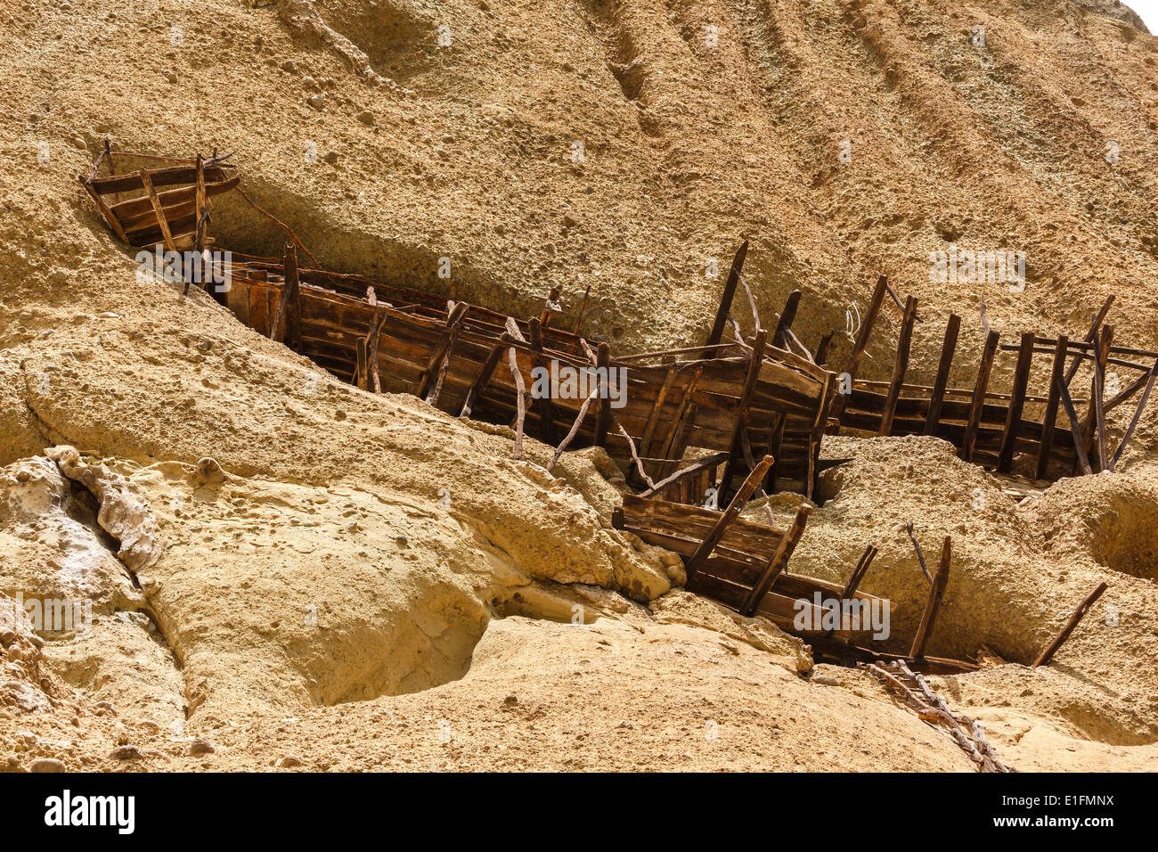 Abandoned monastic cave houses known as "cells" in Meteora (meaning ...