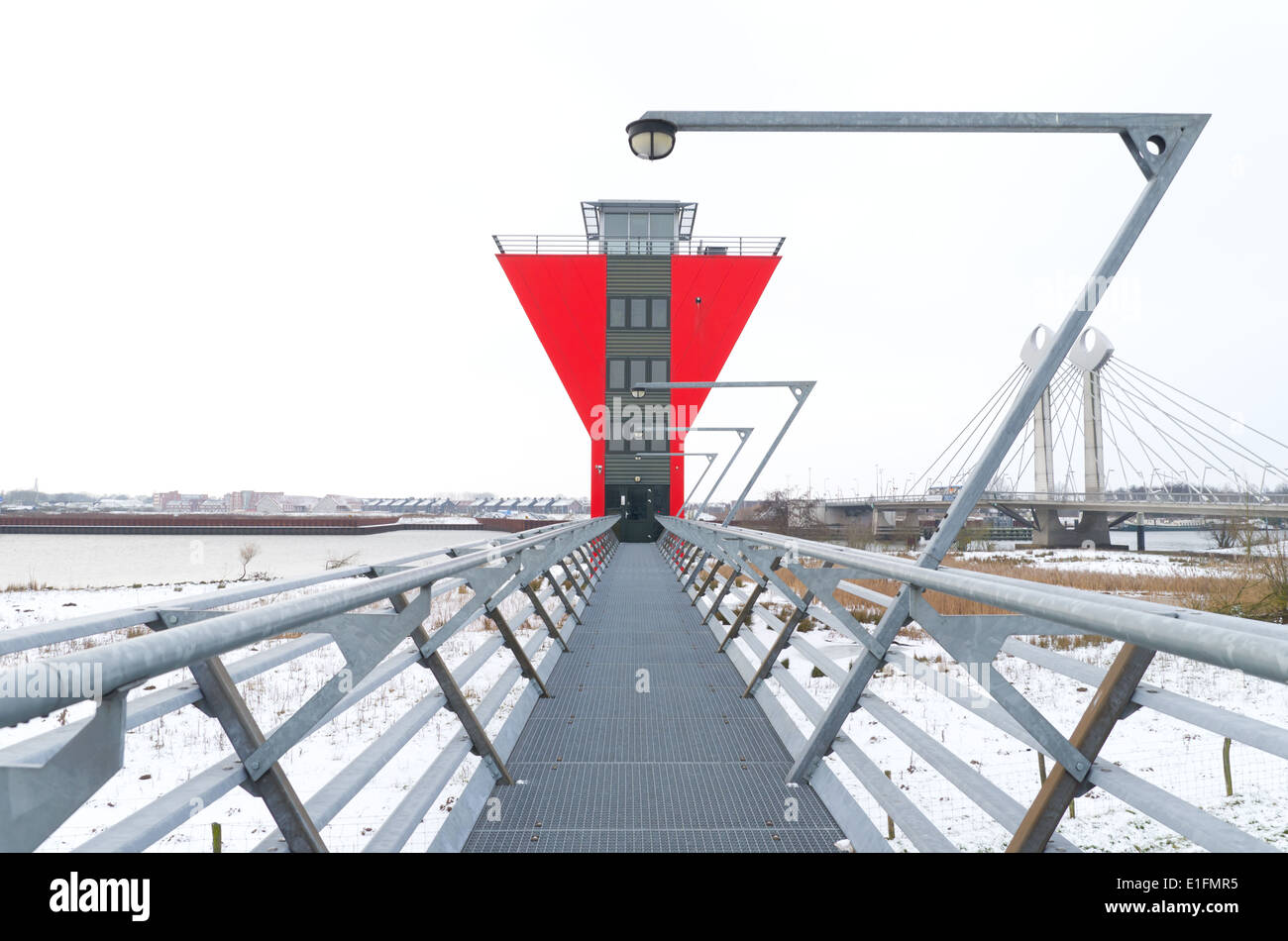 modern red bridge control room in zwolle, netherlands. From this ...