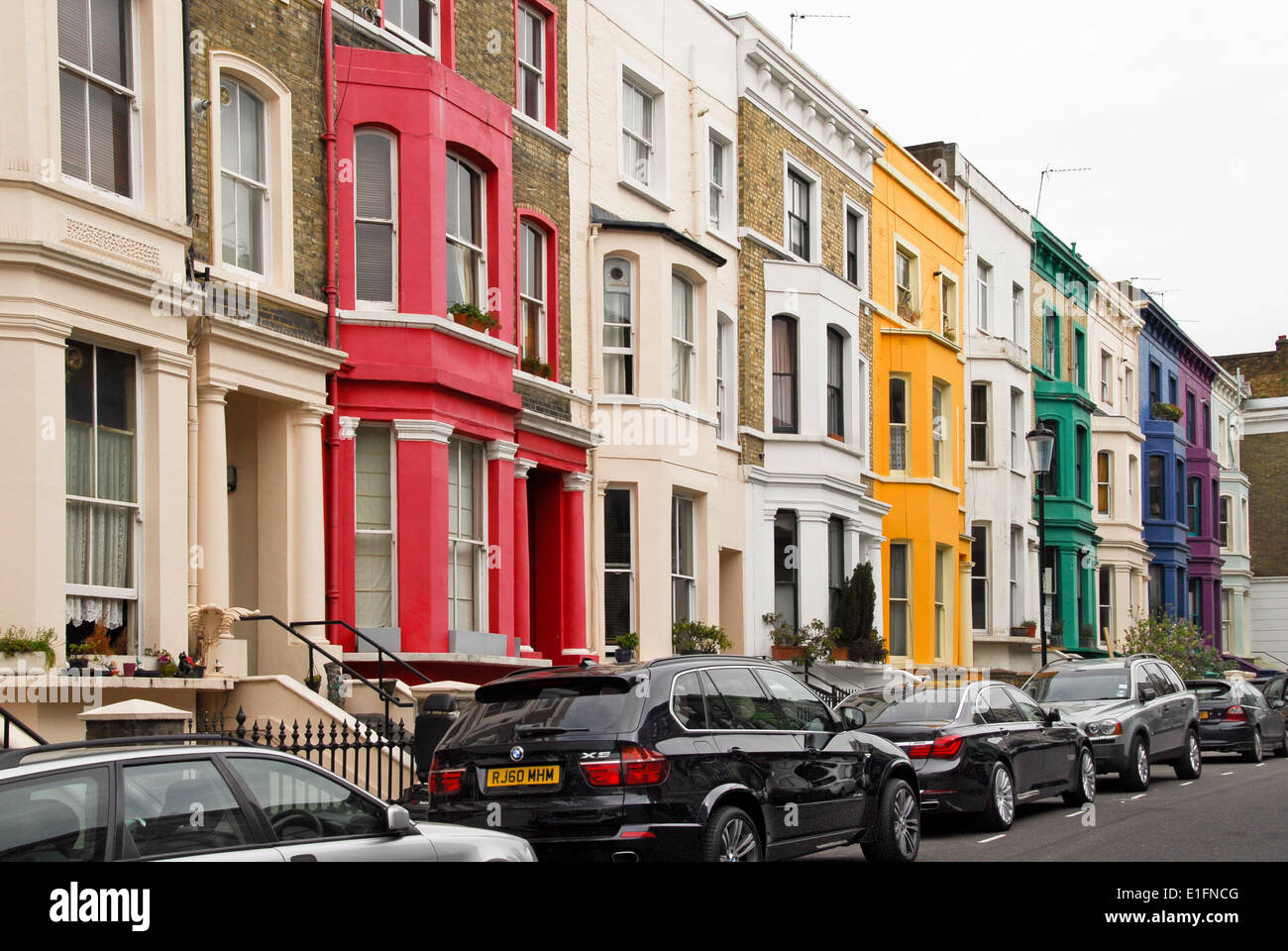 London, colorful houses in Lancaster Road Stock Photo - Alamy