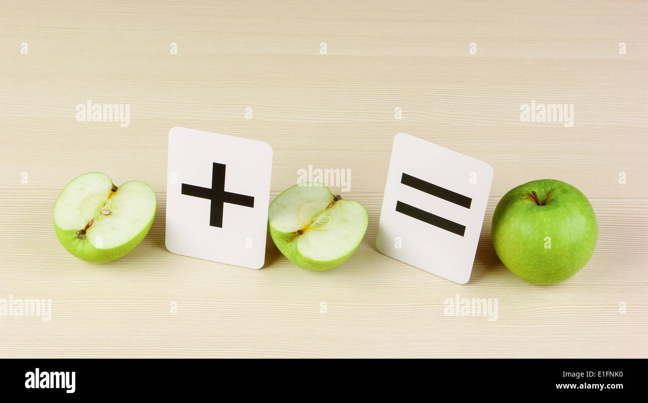 School card and apple with math problems Stock Photo - Alamy