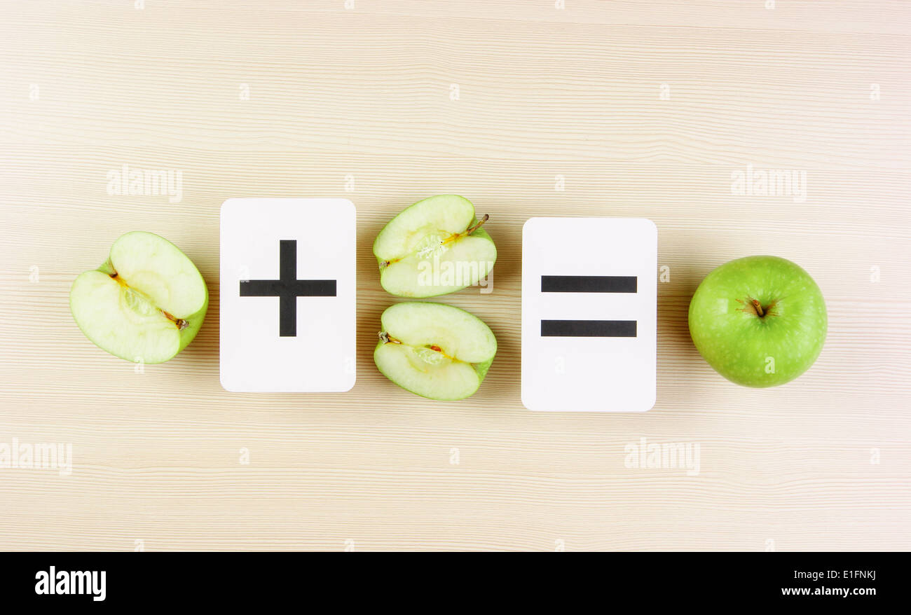 School card and apple with math problems Stock Photo - Alamy