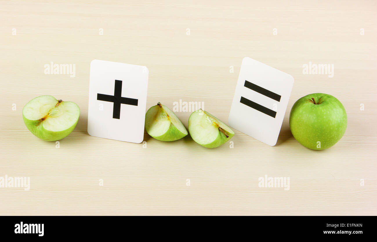School card and apple with math problems Stock Photo - Alamy