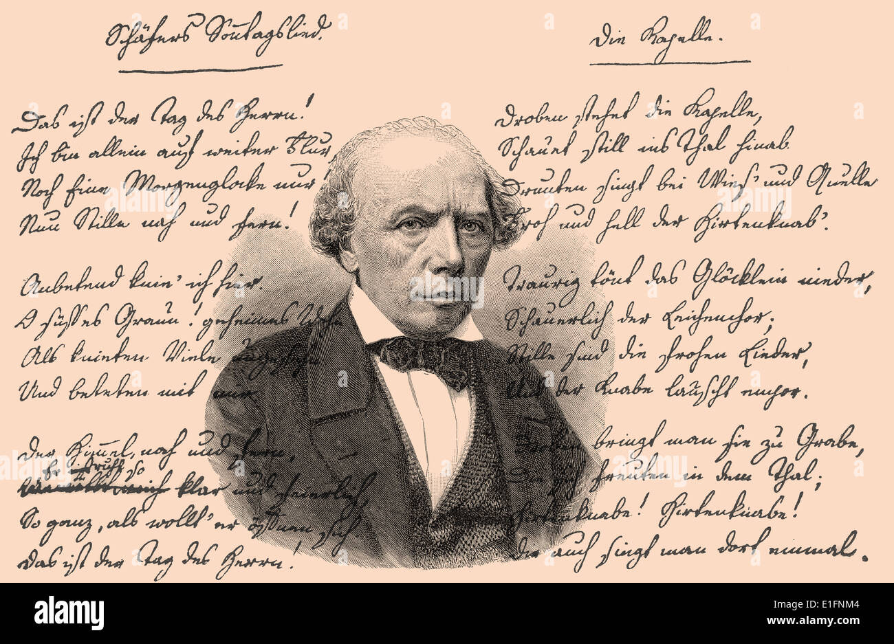 Johann Ludwig Uhland, 1787 - 1862, a German poet, literary scholar ...