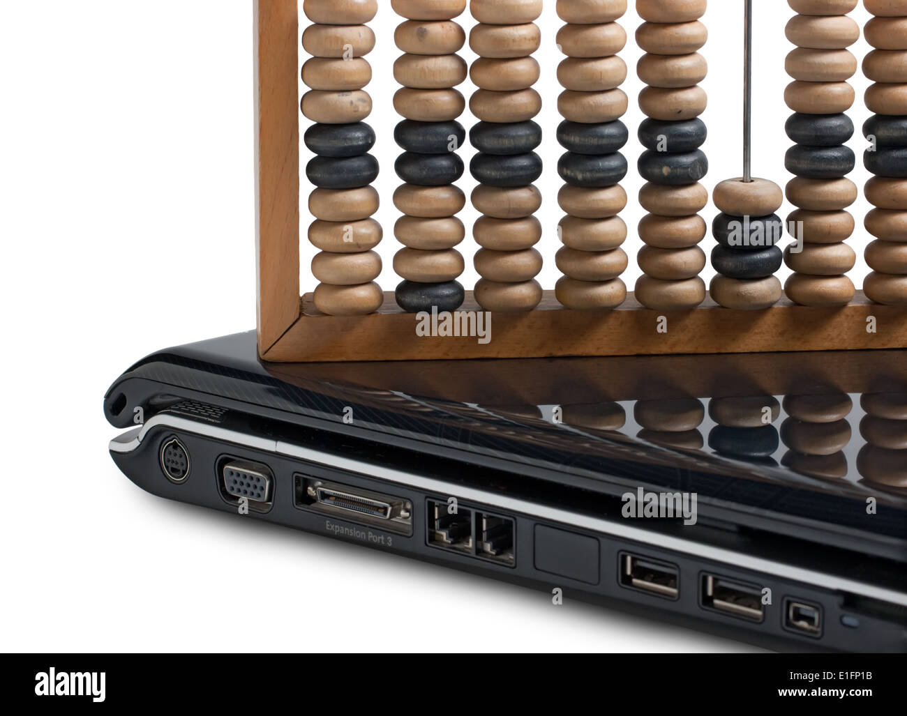 computer and Abacus isolated on a white background Stock Photo - Alamy