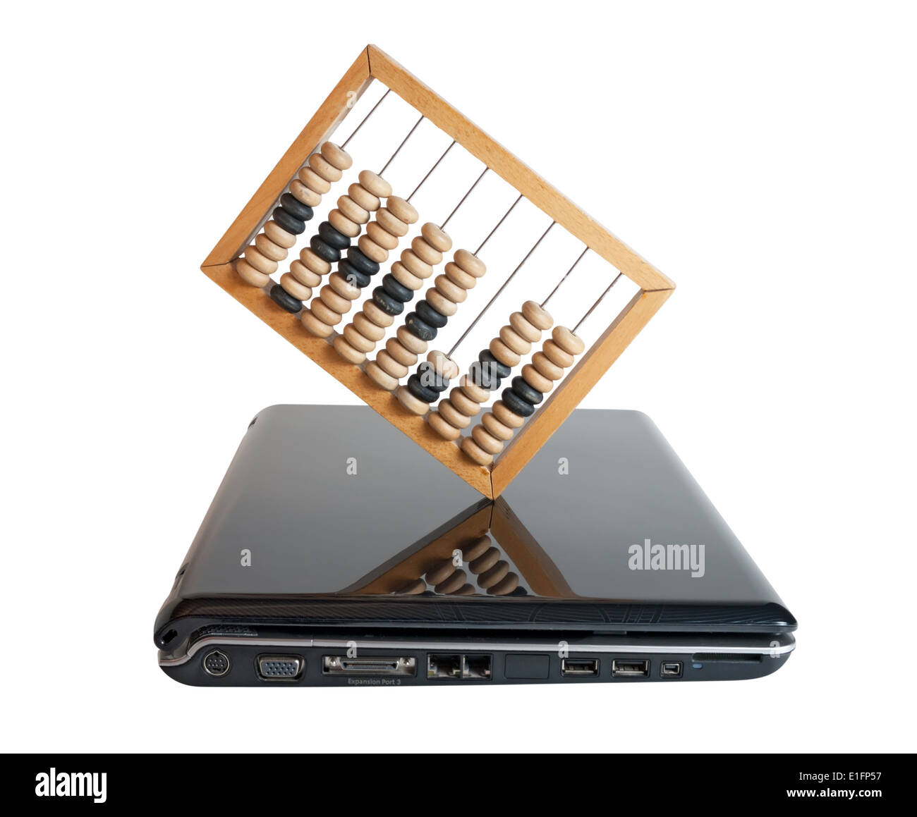 computer and Abacus isolated on a white background Stock Photo - Alamy
