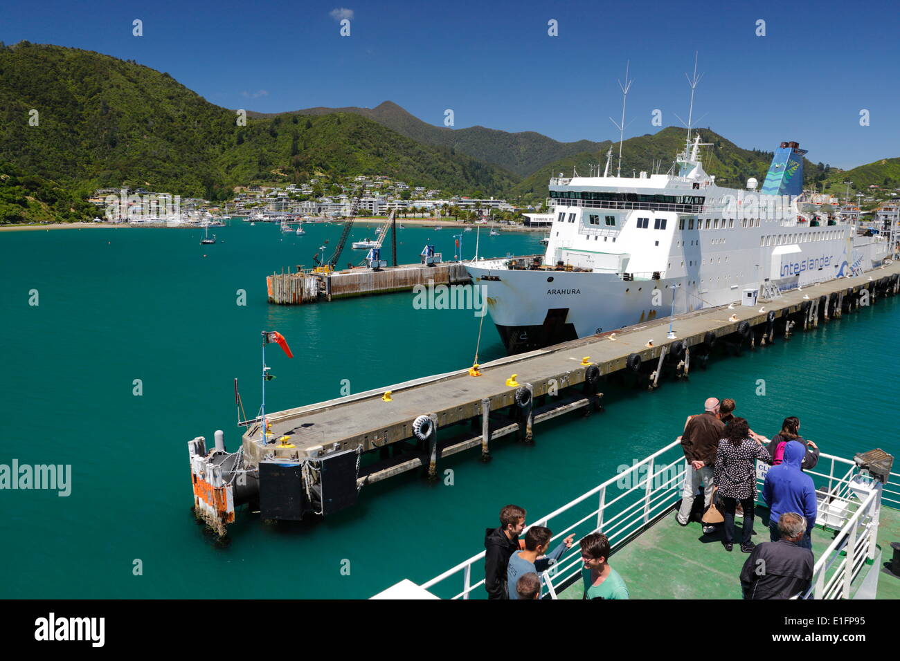 Picton harbour from ferry, Picton, Marlborough region, South Island ...