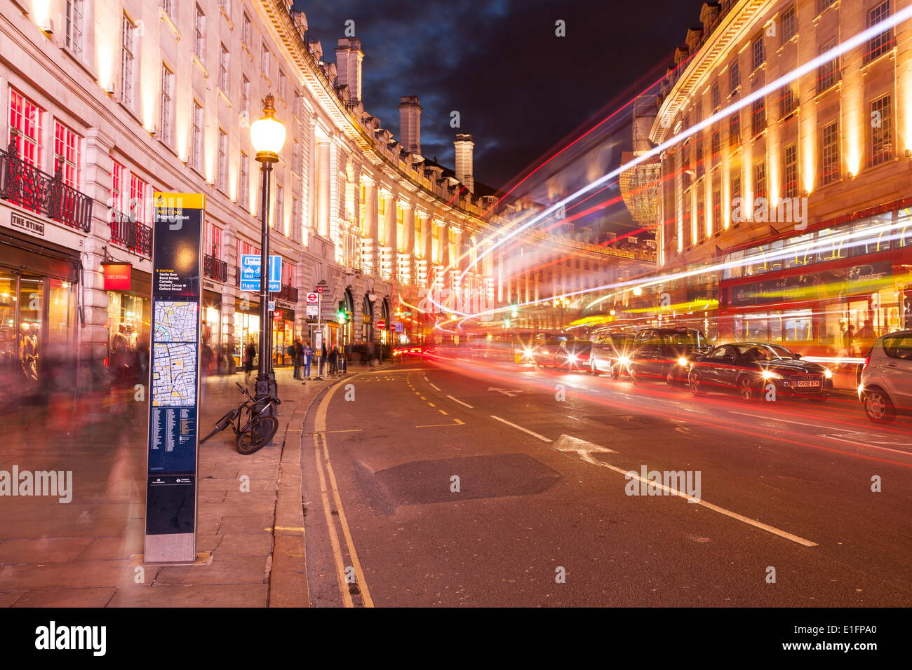 Regent Street in central London, one of the major shopping areas of the ...