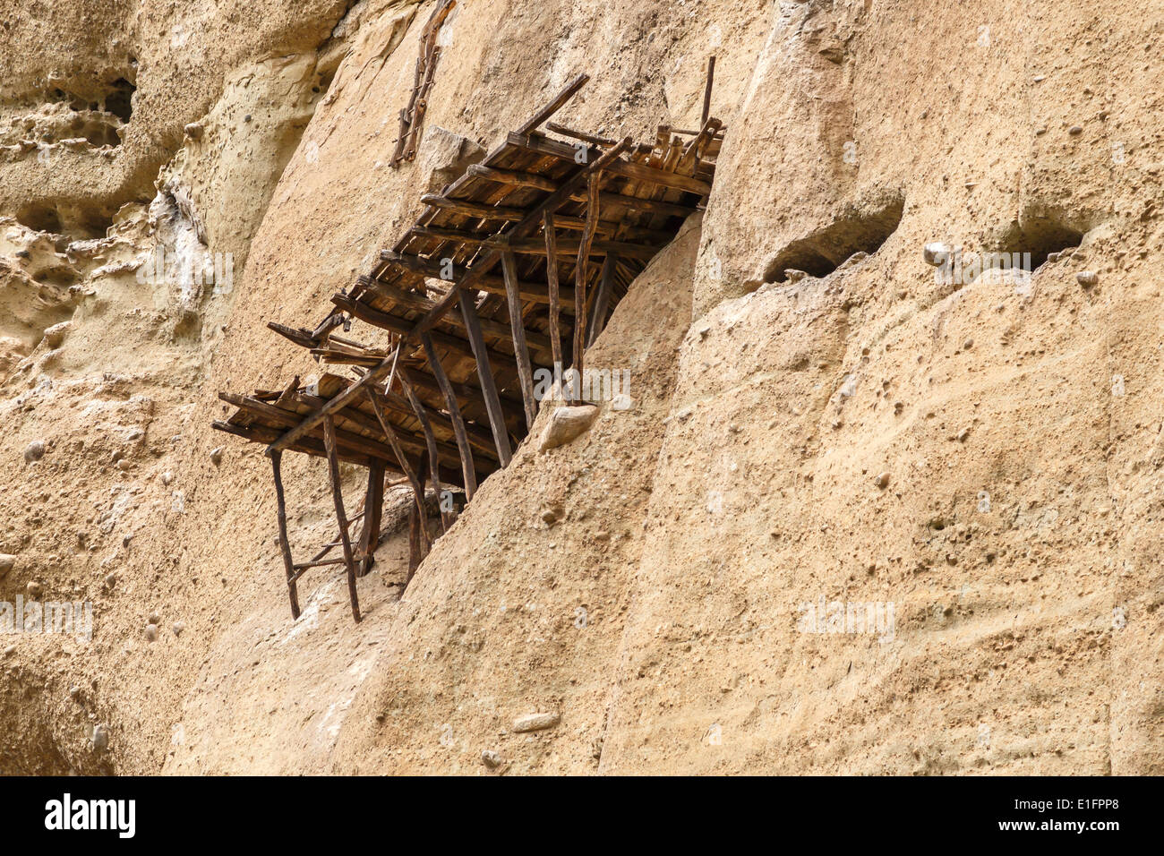 Abandoned monastic cave houses known as "cells" in Meteora (meaning ...