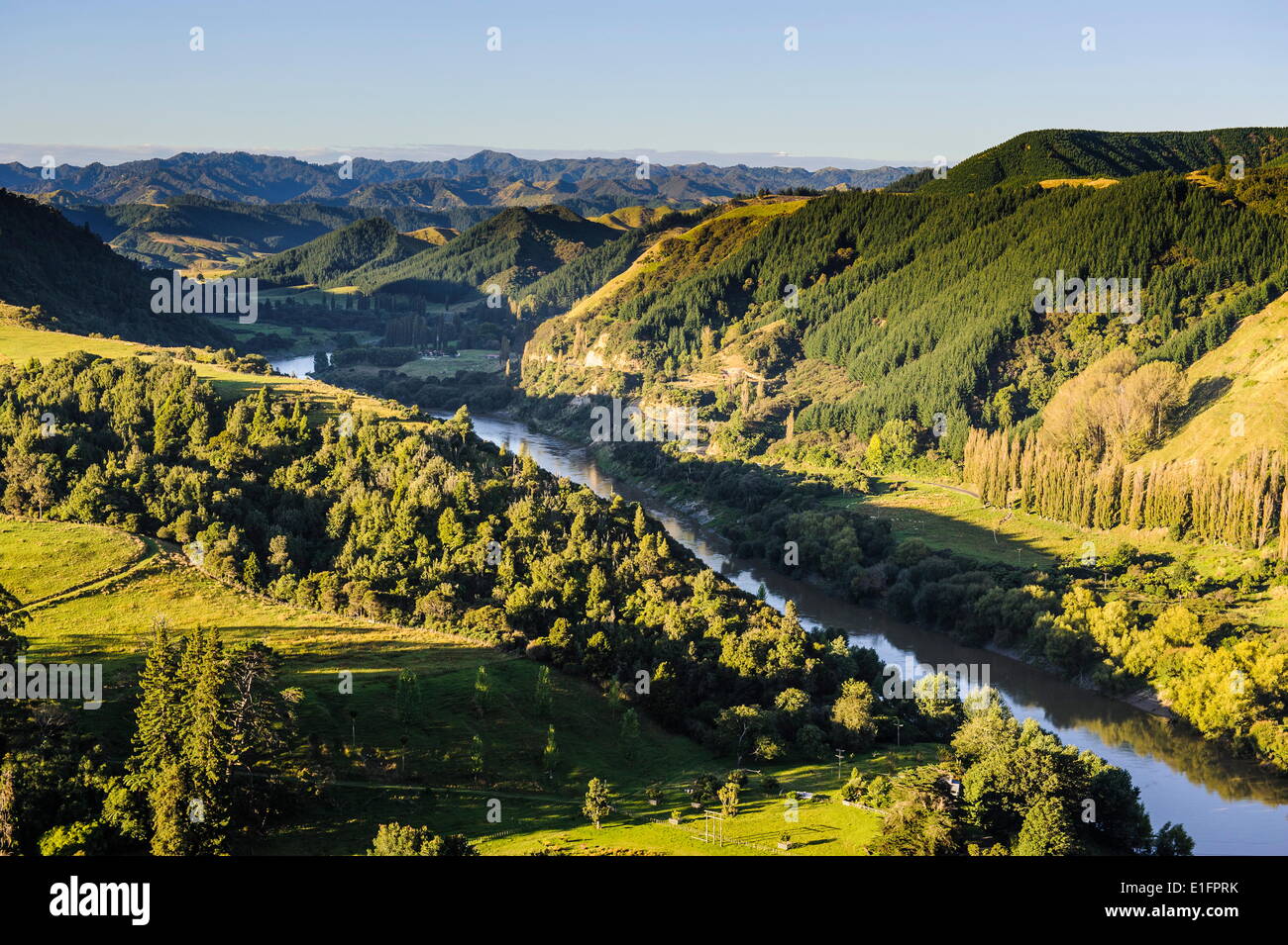 View over the Whanganui River in the lush green countryside, Whanganui ...