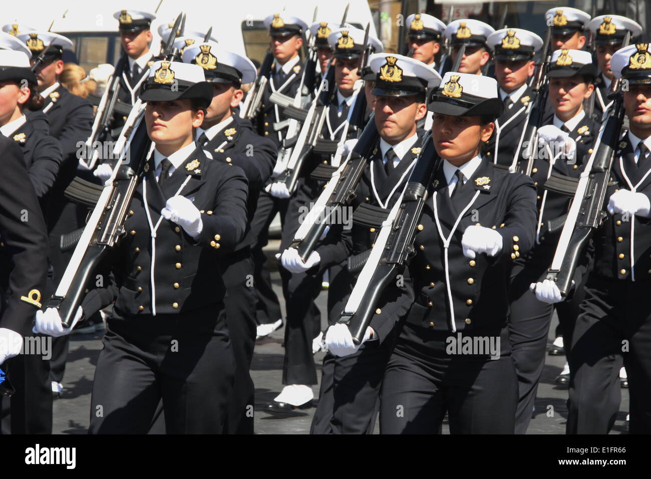 Rome, Italy 2nd June 2014 Military personnel marching at the 2nd June ...
