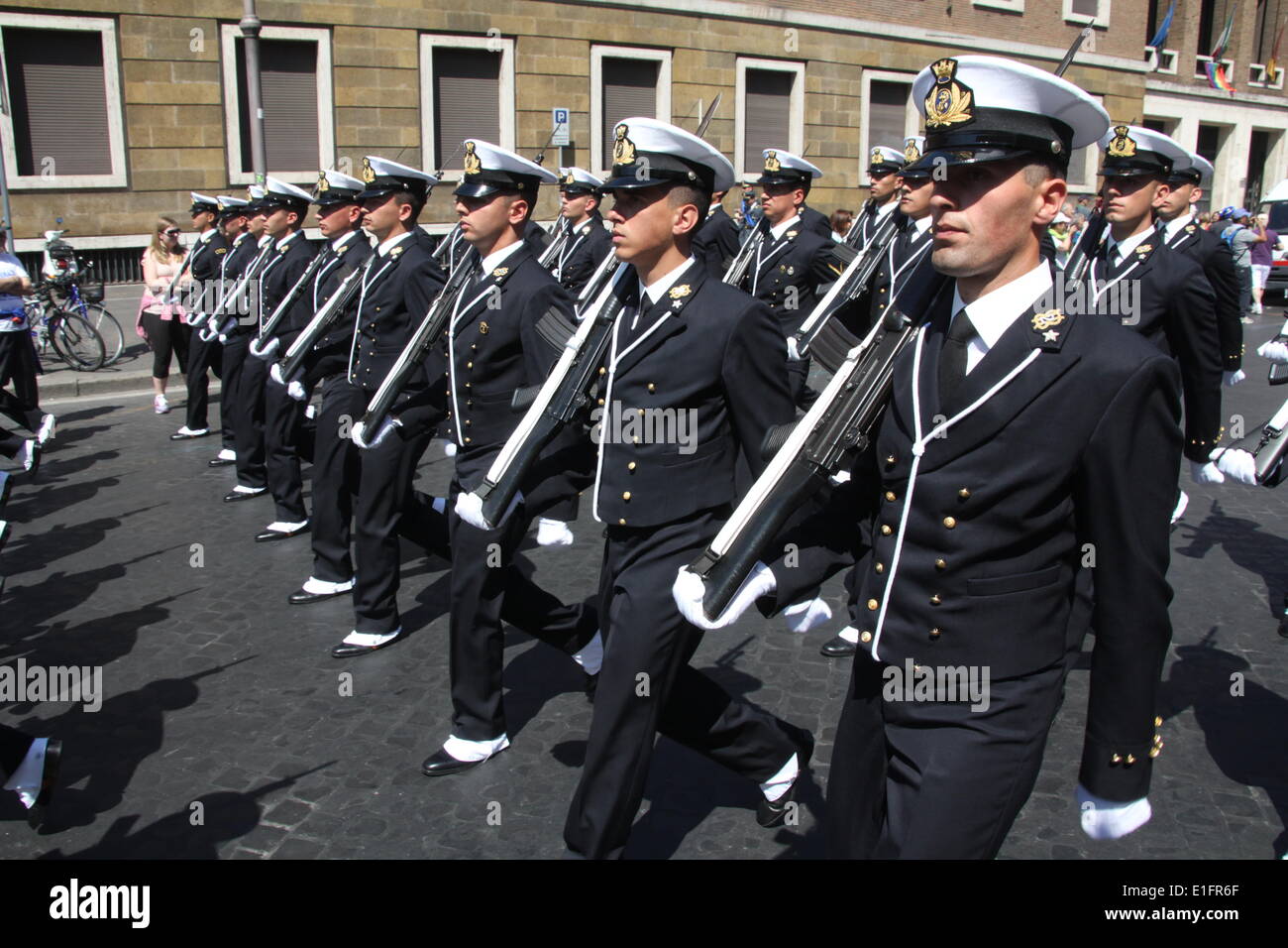 Rome, Italy 2nd June 2014 Military personnel marching at the 2nd June ...