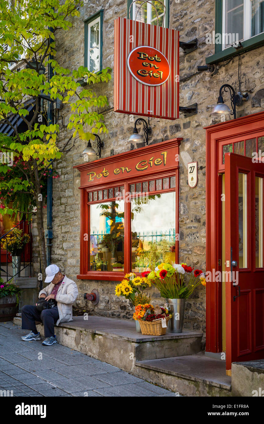 Shops and storefronts in Lower Town, Old Quebec, Quebec City, Quebec ...