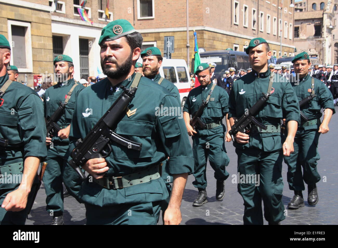 Rome, Italy 2nd June 2014 Military personnel marching at the 2nd June ...