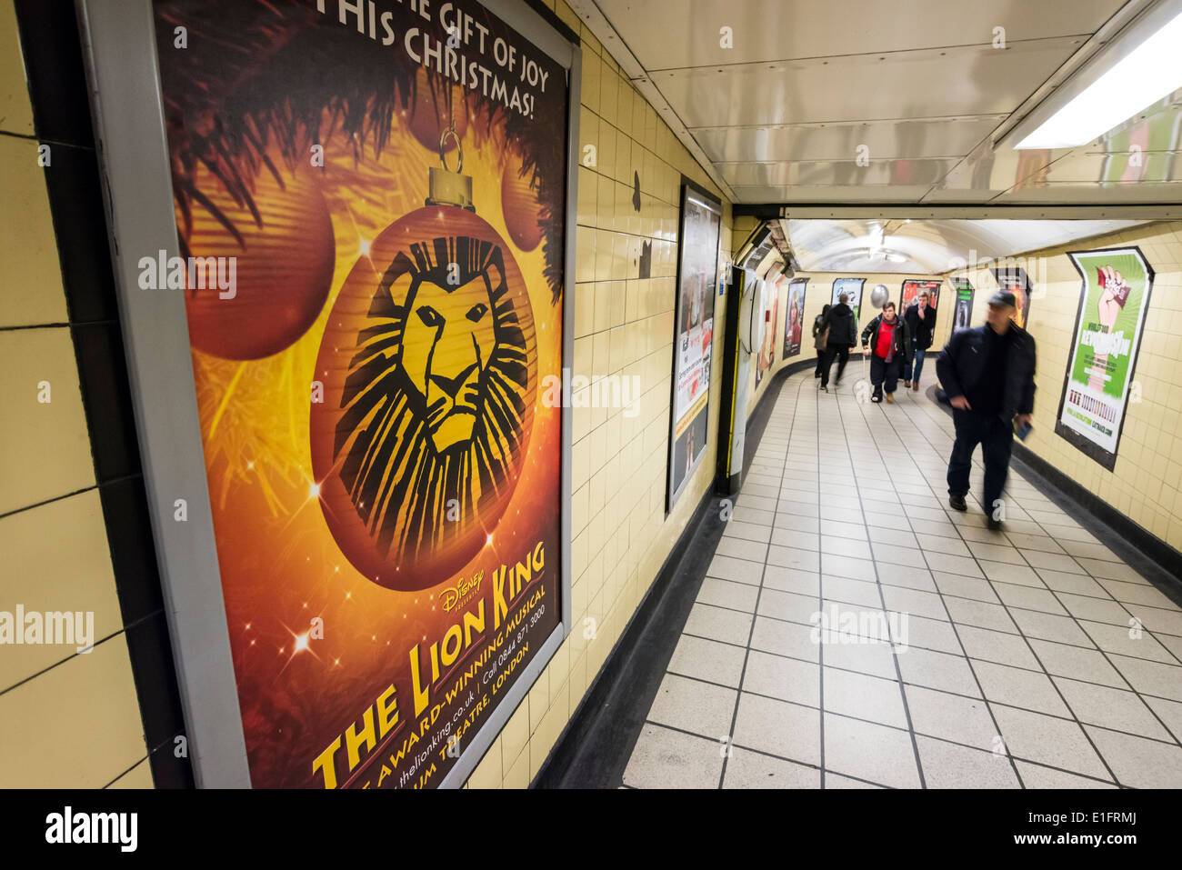 Passengers walking through passage in London Underground Station Stock ...