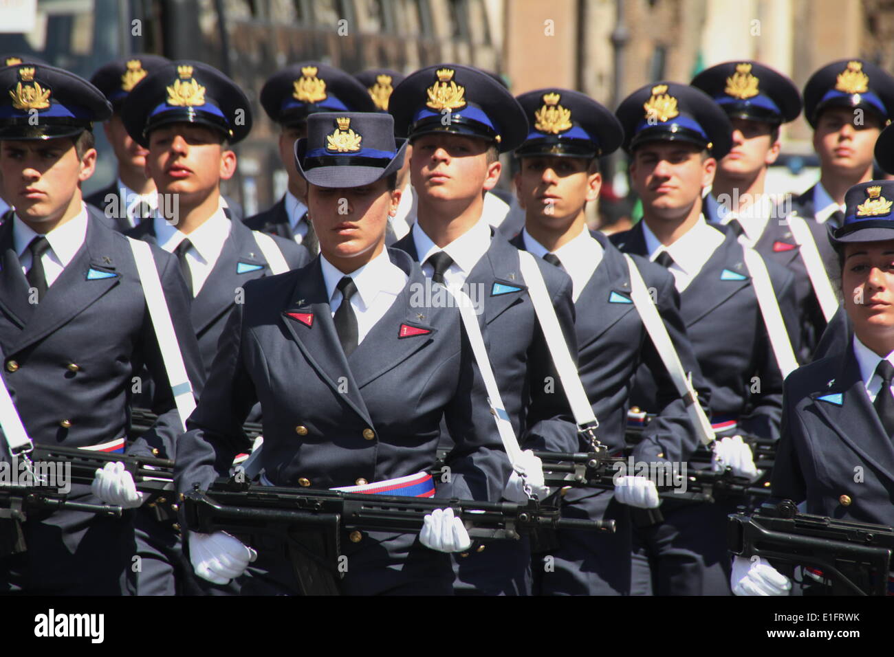 Rome, Italy 2nd June 2014 Military personnel marching at the 2nd June ...