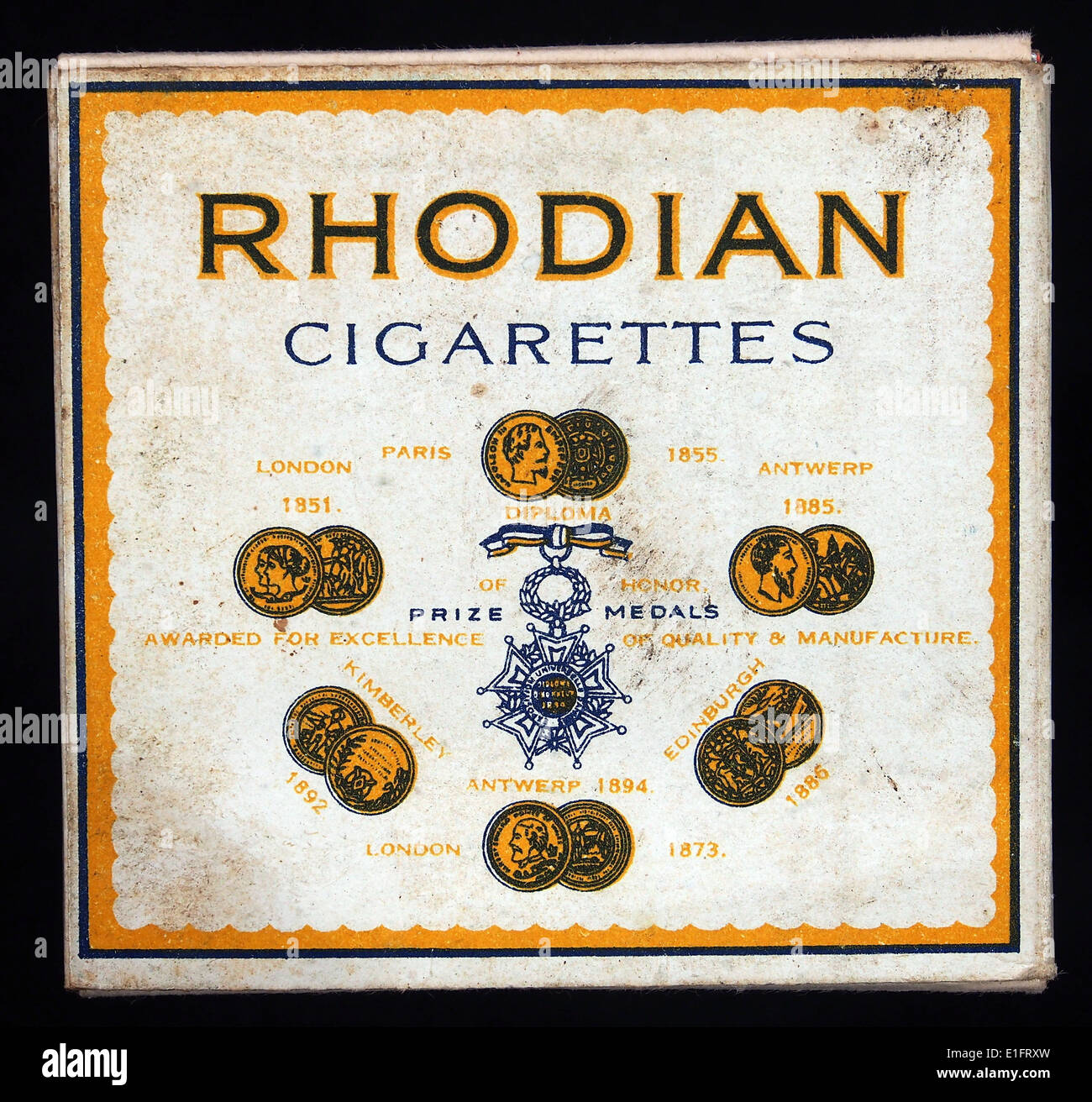 The image depicts the back of a Rhodian cigarette pack. Cigarette ...