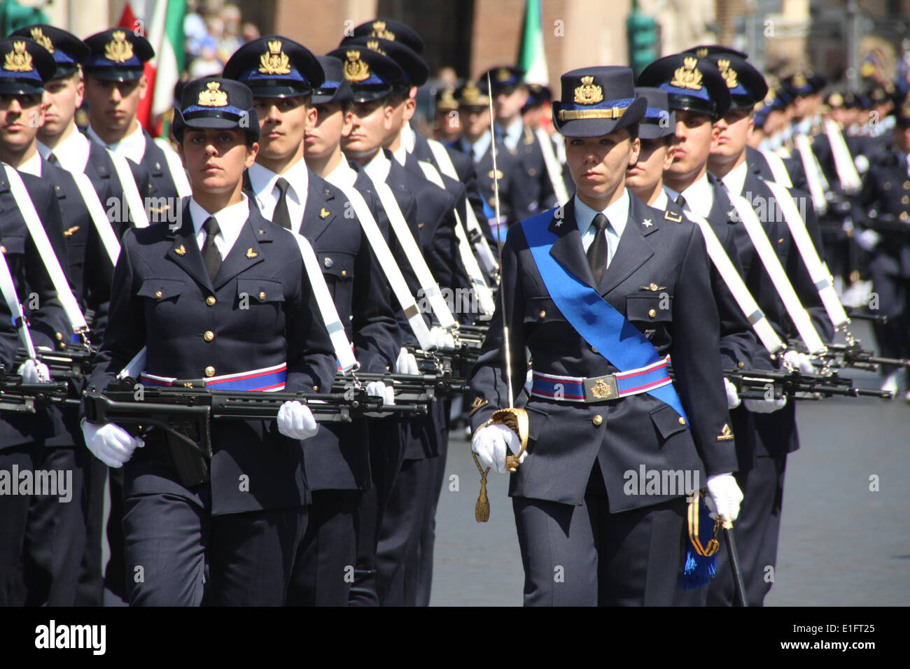 Rome, Italy 2nd June 2014 Military personnel marching at the 2nd June ...