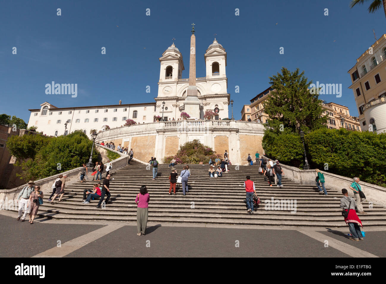 The Church of Trinita Dei Monti at the top of the Spanish Steps, Rome ...