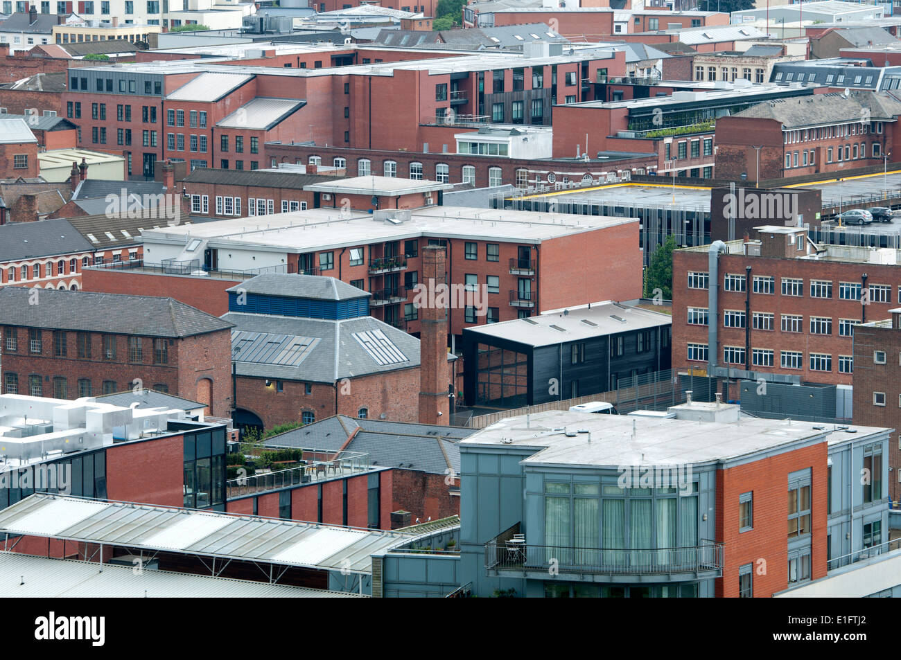 View of St. Paul`s area from the Library of Birmingham rooftop ...