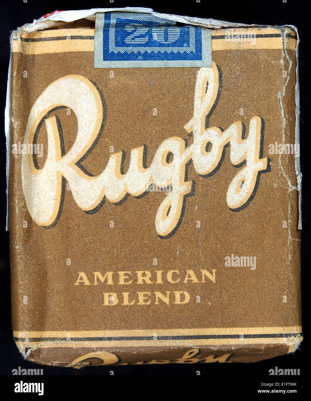 The front of a vintage Rugby cigarette pack, displaying the brand's ...