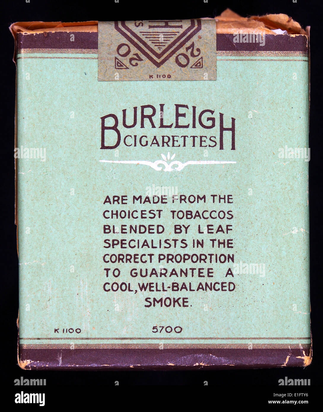 This image shows the back of a Burleigh cigarette pack. Burleigh was a ...