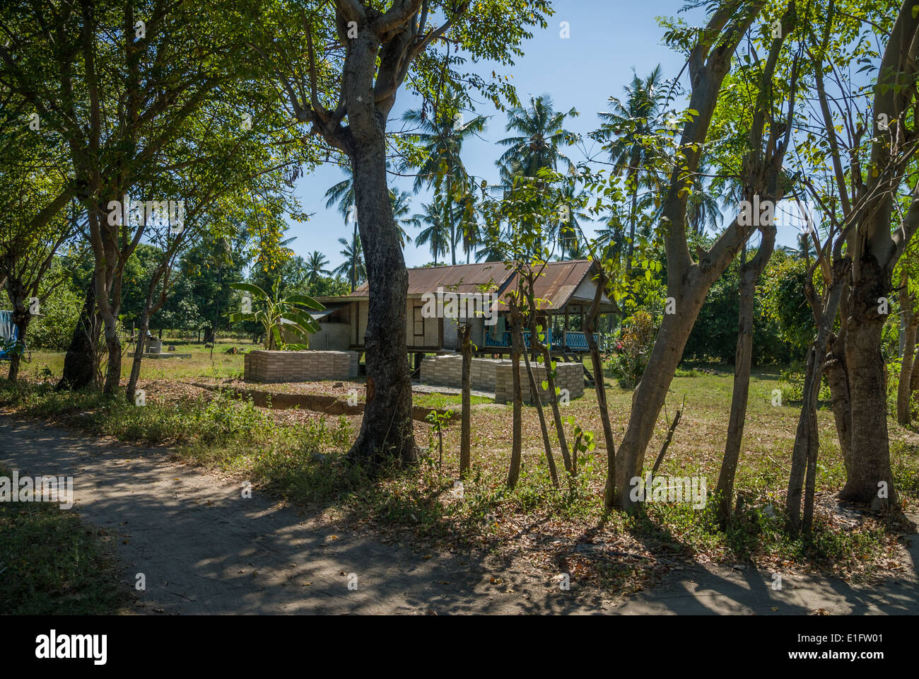 Nusa Lembongan house and trees Indonesia Stock Photo - Alamy
