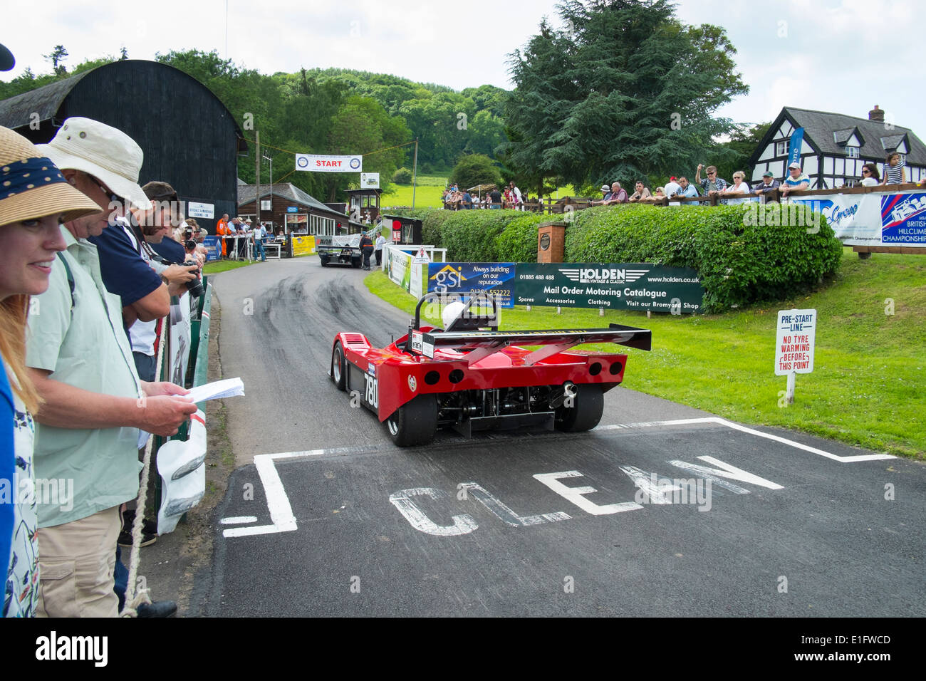 Racing car on the start line at Shelsley Walsh hill climb ...