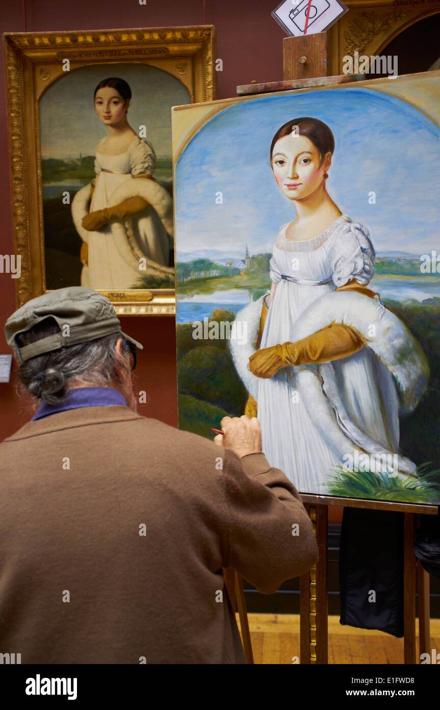 France, Paris, Louvre museum, M. Dagher, French copyist paints ...