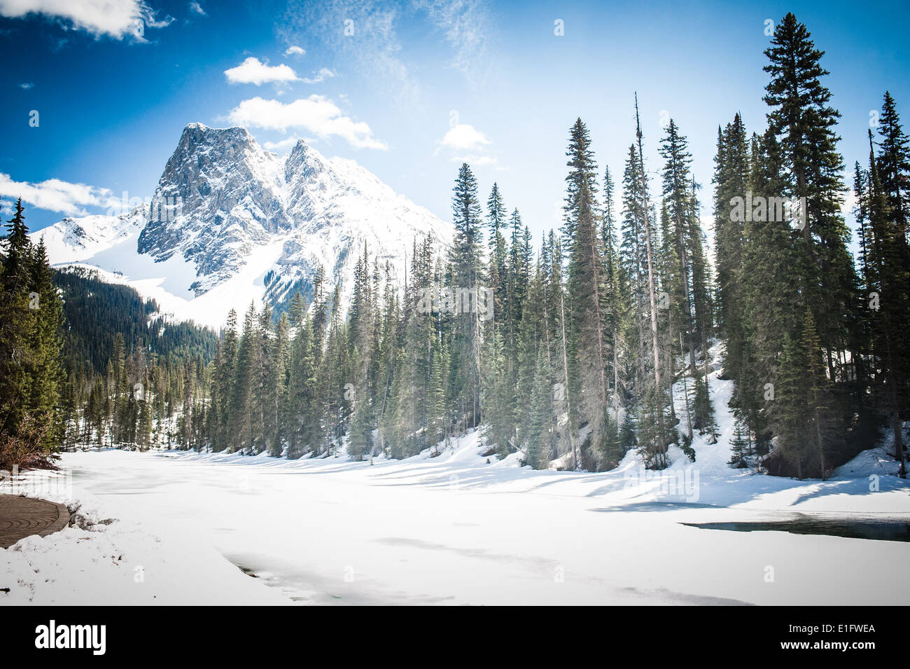 The Beautiful Emerald Lake, Snow Covered, in Kootenay National Park ...