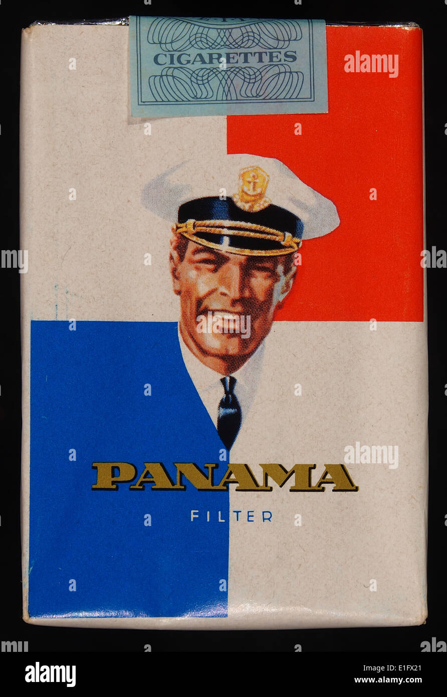 This image shows the front of a Panama cigarettes pack. The design ...
