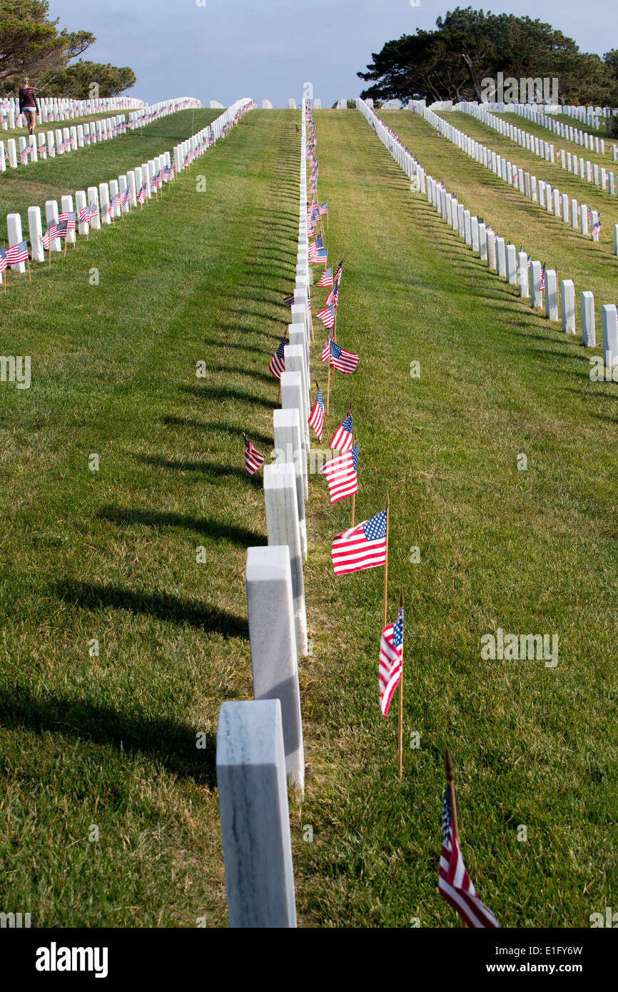 On Memorial Day tiny American flags are placed at each grave at Fort ...