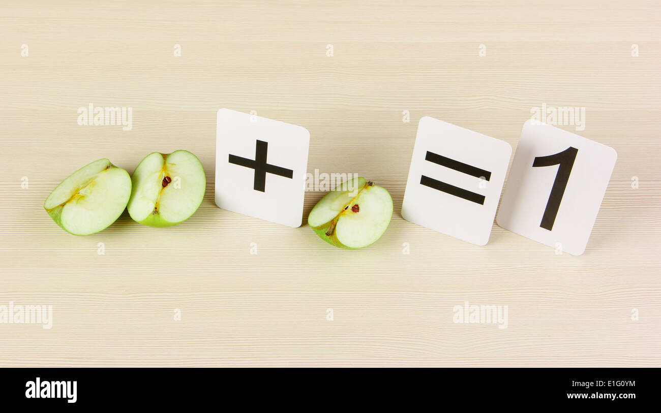 School card and apple with math problems Stock Photo - Alamy
